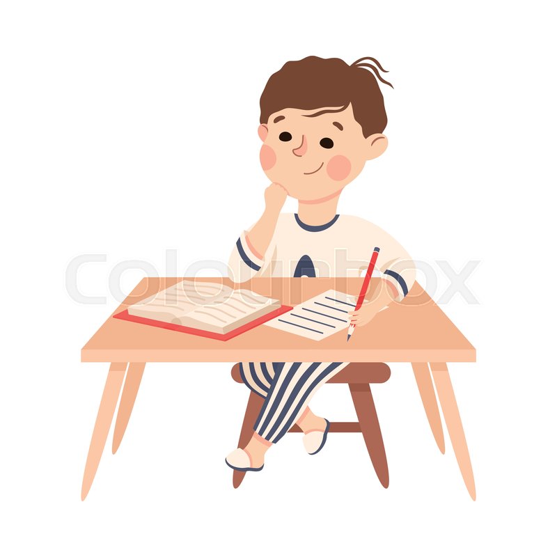 Boy Doing Homework Clipart