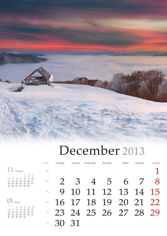2013 Calendar December Beautiful winter ... | Stock image | Colourbox