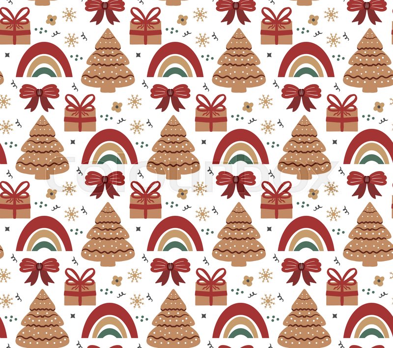 Merry Christmas Boho seamless pattern. ... | Stock vector | Colourbox