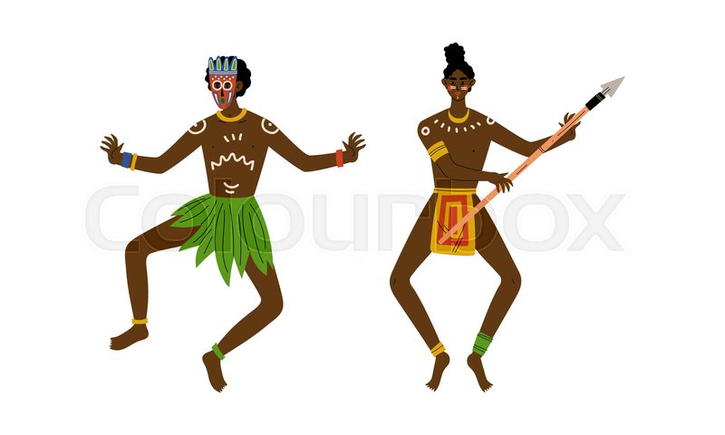 African Aboriginal Man with Painted ... | Stock vector | Colourbox