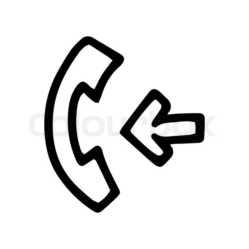 Outline incoming call black line ... | Stock vector | Colourbox