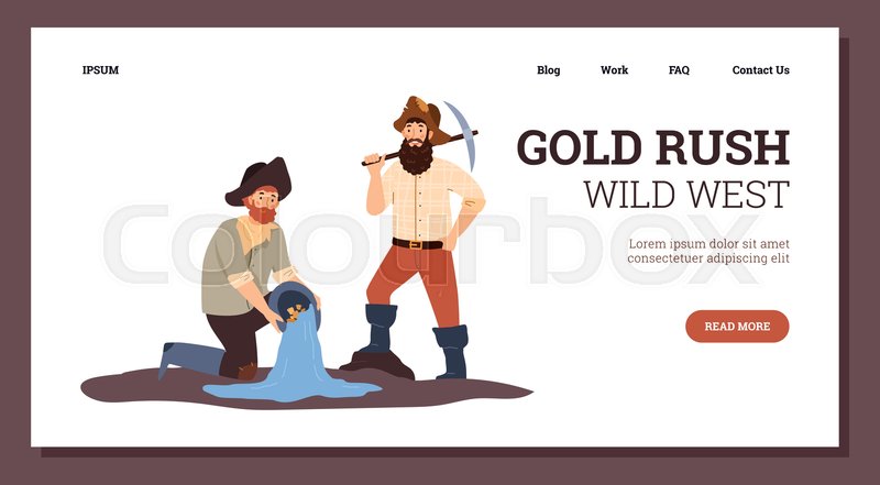 Gold rush website banner template with ... | Stock vector | Colourbox