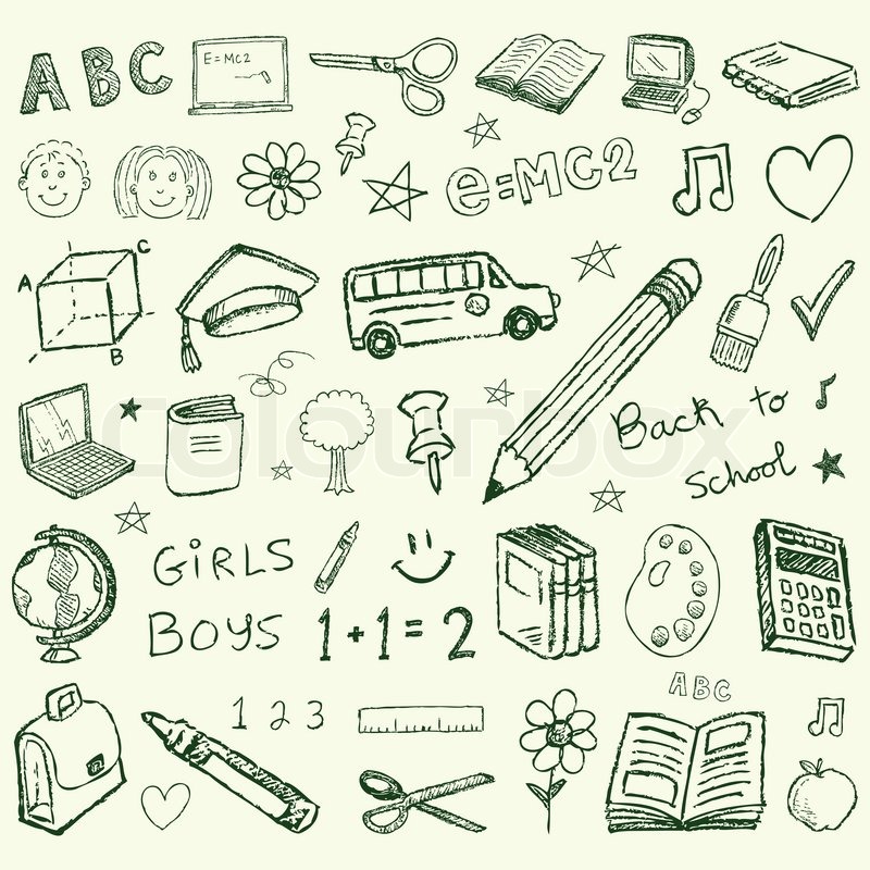 Back to school doodles set | Stock vector | Colourbox