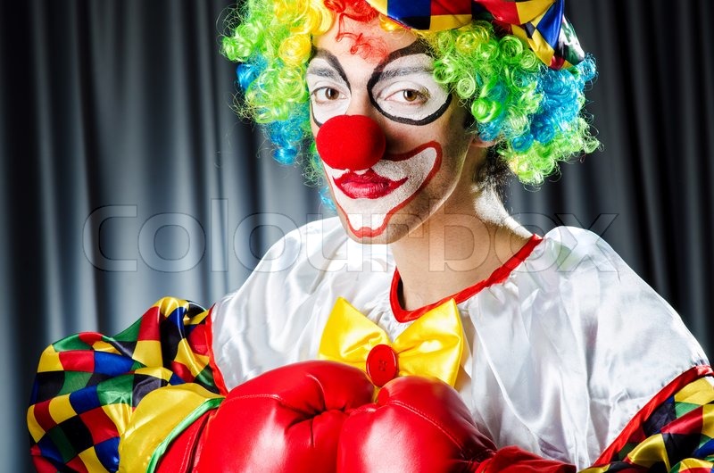 Funny clown in the studio shooting | Stock image | Colourbox