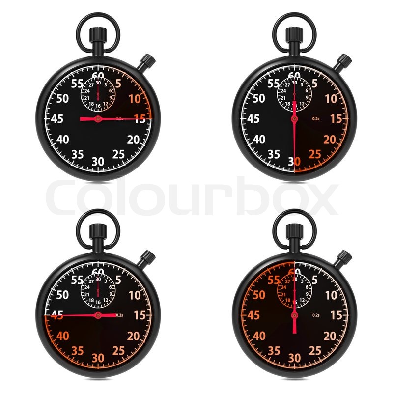 Stopwatch - Red Timers Set on White | Stock image | Colourbox