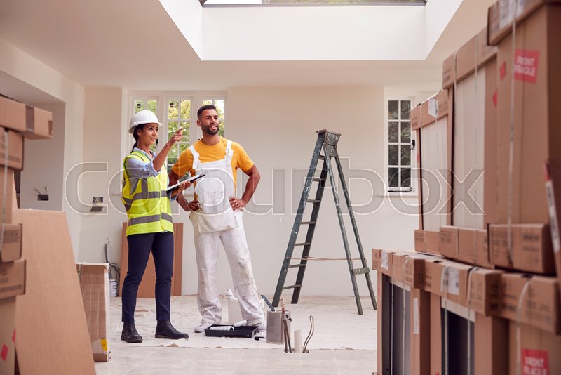 Construction Workers Working Inside