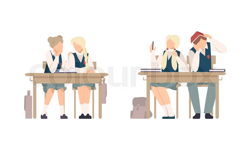 Students Bored In Class Cartoon