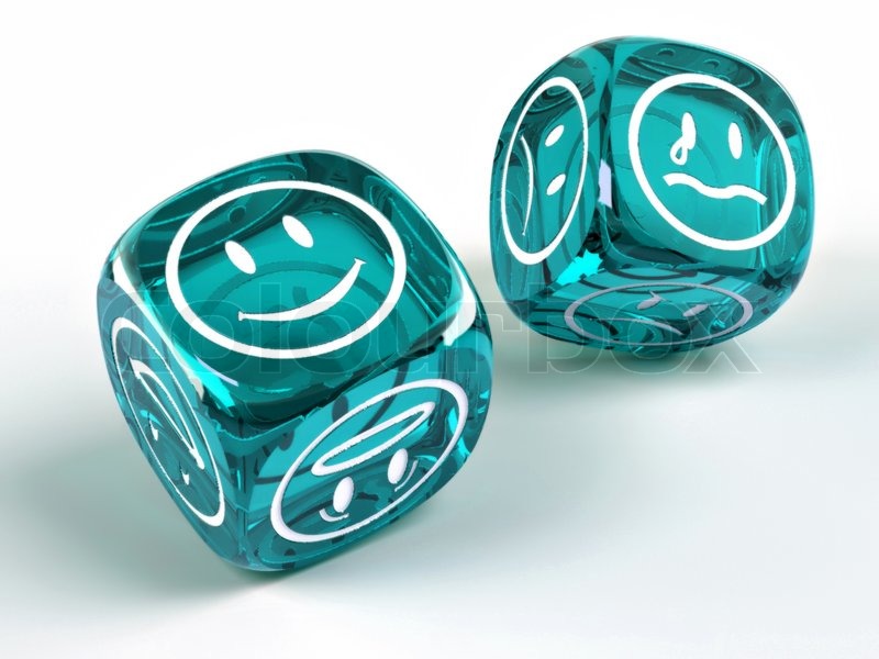 Dice with different emotions on faces | Stock image | Colourbox