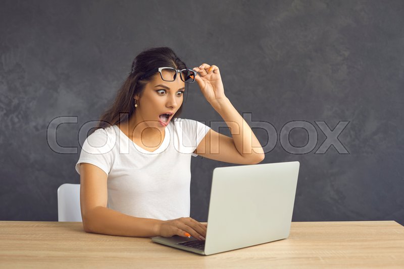 Shocked Woman Computer