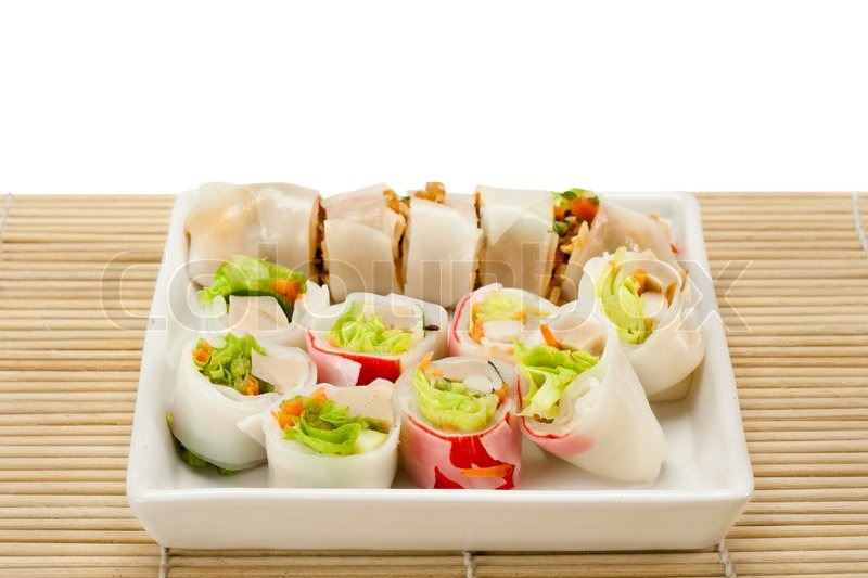 Forårsruller , ris papir ruller med ... | Stock foto | Colourbox