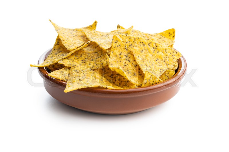 Salted tortilla chips triangle with ... | Stock image | Colourbox