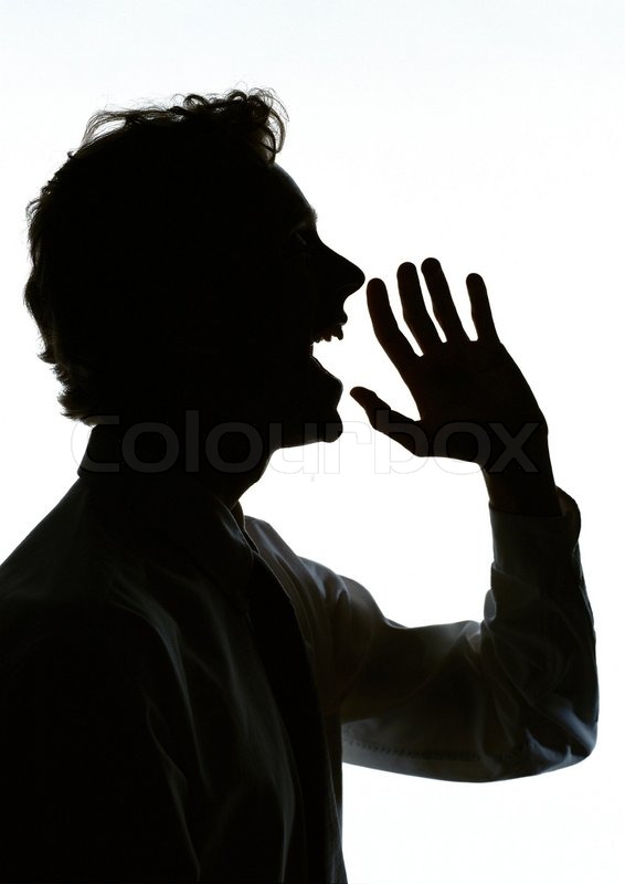 Silhouette of a man shouting against white background | Stock Photo ...