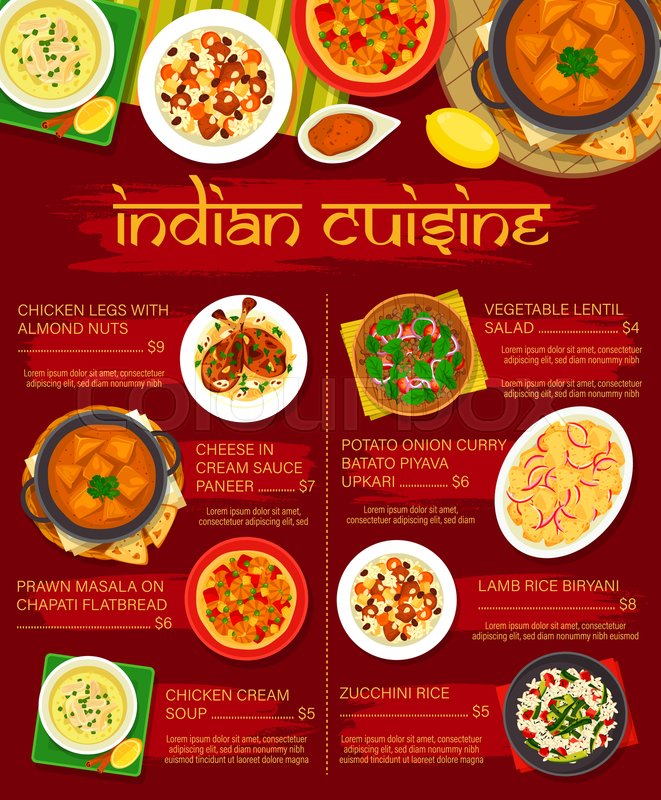 Indian Restaurant Menu Card Samples