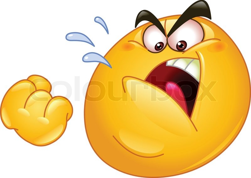 Emoticon threatens with a fist | Stock vector | Colourbox