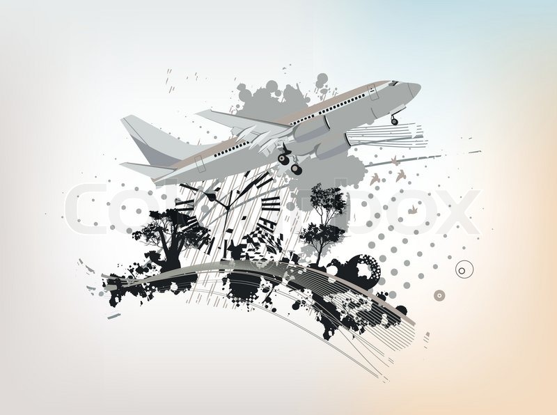 Abstract background with a plane and a ... | Stock vector | Colourbox