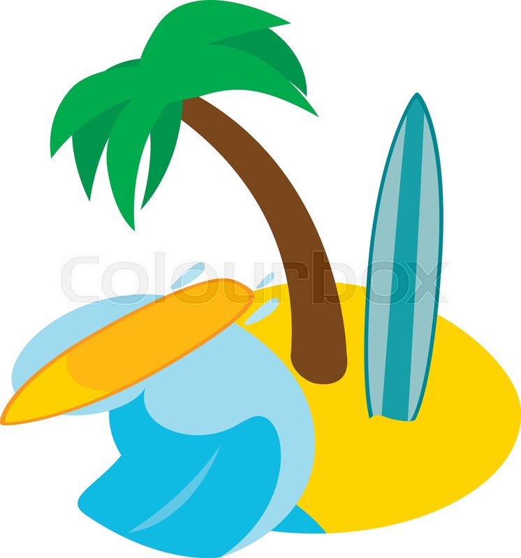 Surfboard Palm Tree Vector
