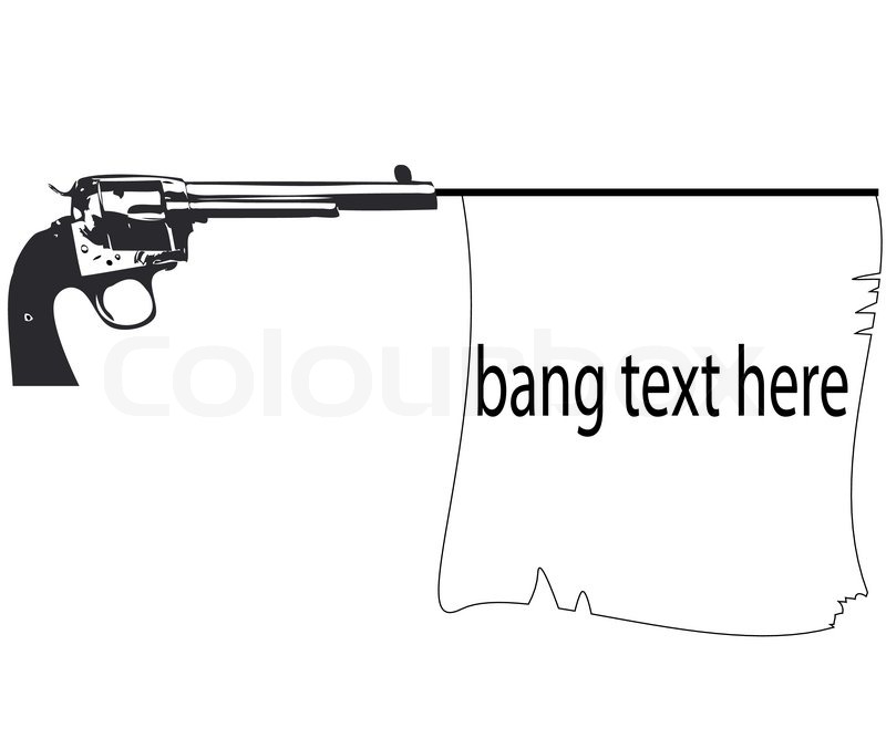 Old pistol with flag gun with banner ... | Stock vector | Colourbox