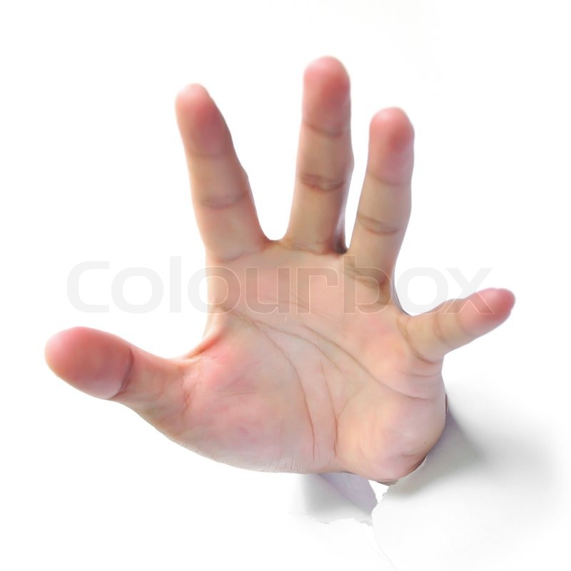 Offene Hand Stanzen Papier | Stock Bild | Colourbox