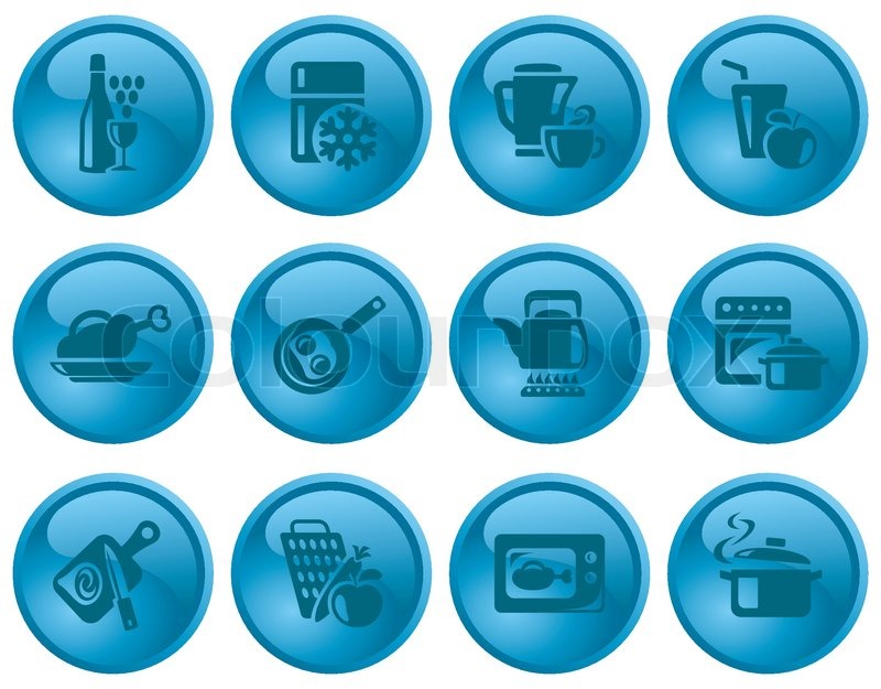 Kitchen and cooking button set | Stock vector | Colourbox