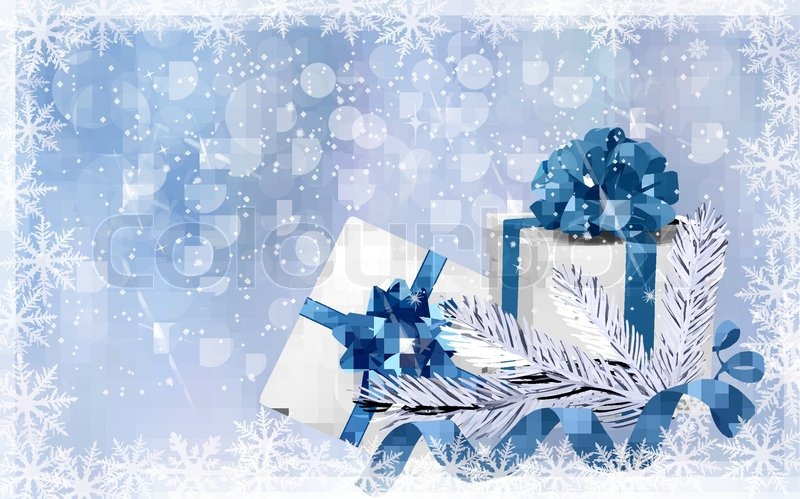 Christmas blue background with gift ... | Stock vector | Colourbox