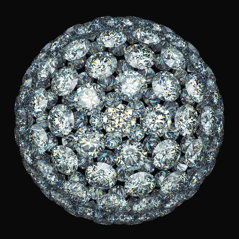 Diamonds or gemstones sphere isolated | Stock Photo | Colourbox