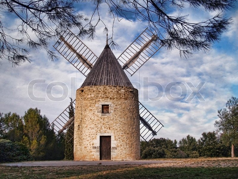 Windmill in the south of France ... | Stock image | Colourbox