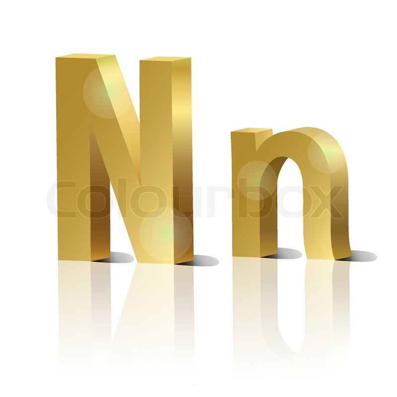 Golden letter N, on the white ... | Stock vector | Colourbox