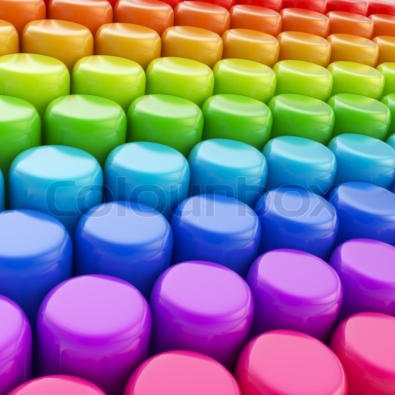 Rounded rainbow colored glossy cylinder ... | Stock Photo | Colourbox