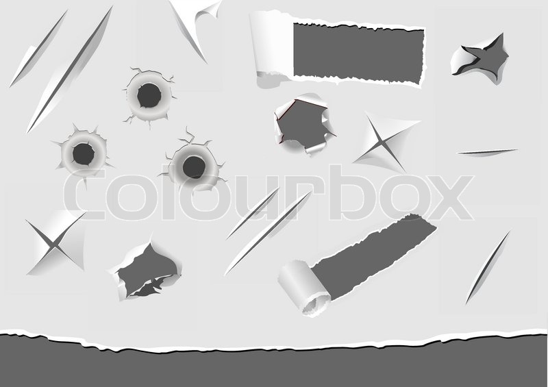 Set of torned and damaged paper ... | Stock vector | Colourbox