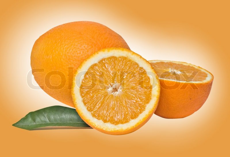 Orange and its section isolated on ... | Stock image | Colourbox