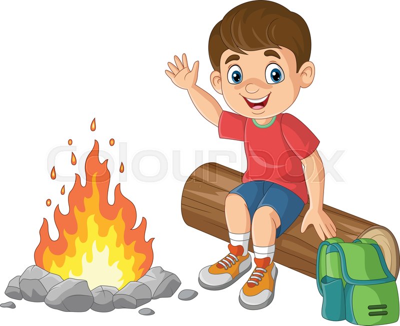 Cartoon Boy Sitting Under Tree