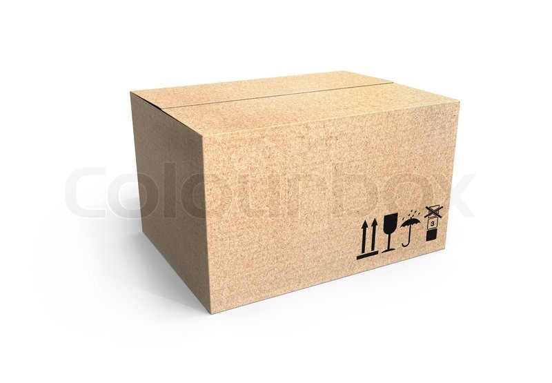 New cardboard box with standard signs ... | Stock image | Colourbox