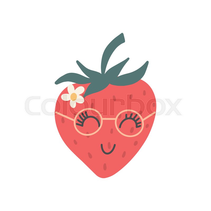 Cute Cartoon Strawberry Face