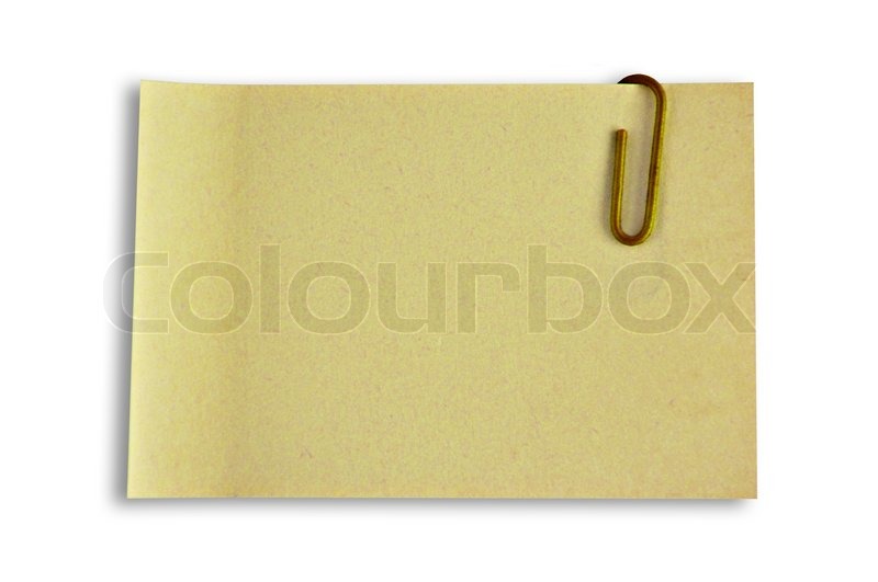 Brown note paper with paper clip | Stock image | Colourbox