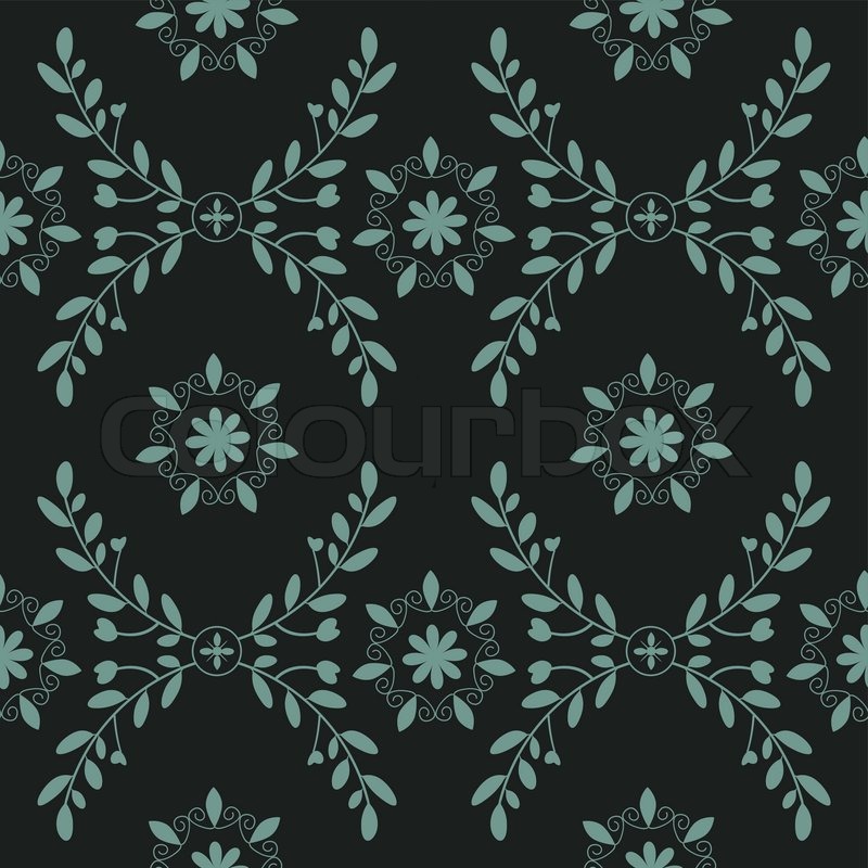 Seamless damask black and blue pattern | Stock vector | Colourbox