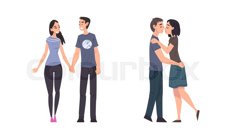 People In Love Holding Hands Cartoon