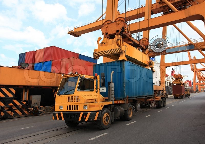 Container operation in port | Stock image | Colourbox