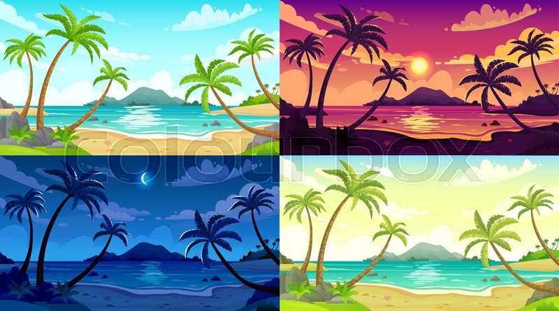 Cartoon Island Sunset