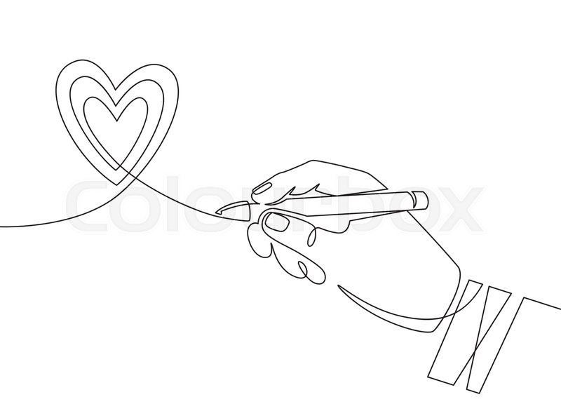 Hand Squeezing Heart Drawing