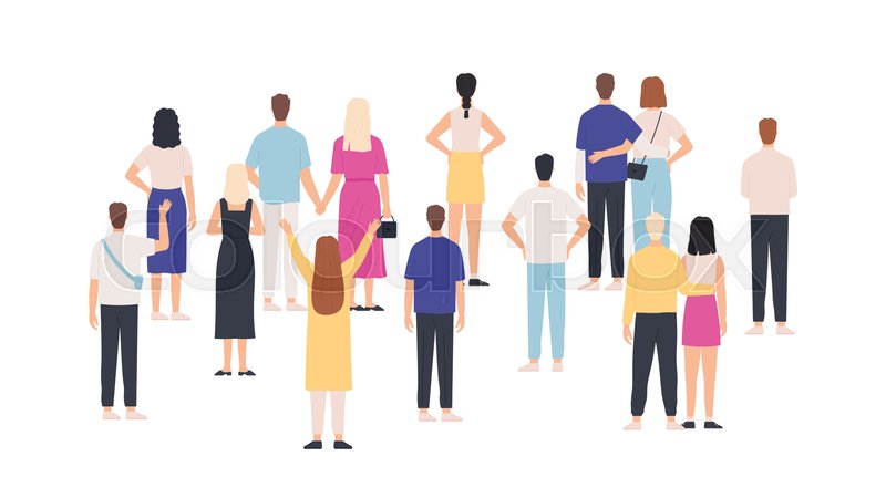 Cartoon Crowd Of People Walking