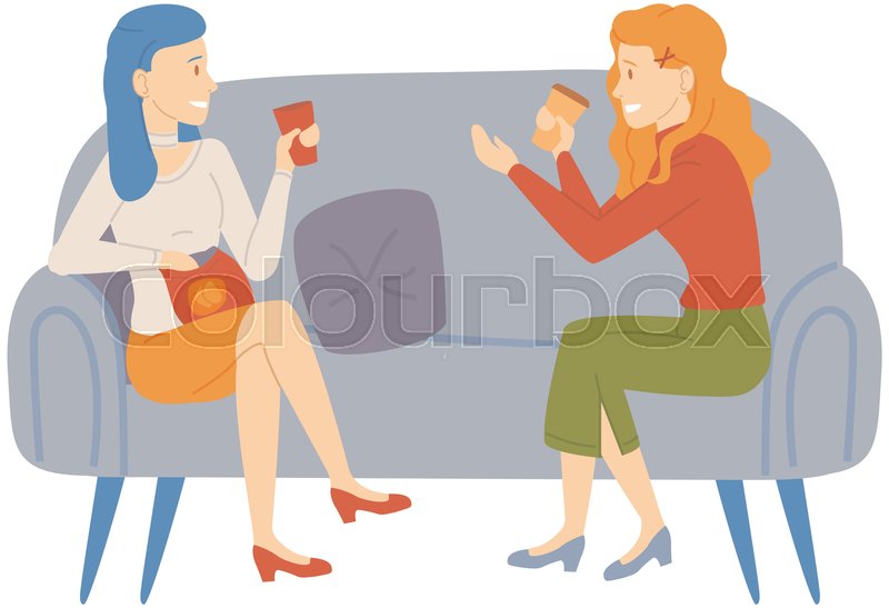 Cartoon Women Talking And Laughing