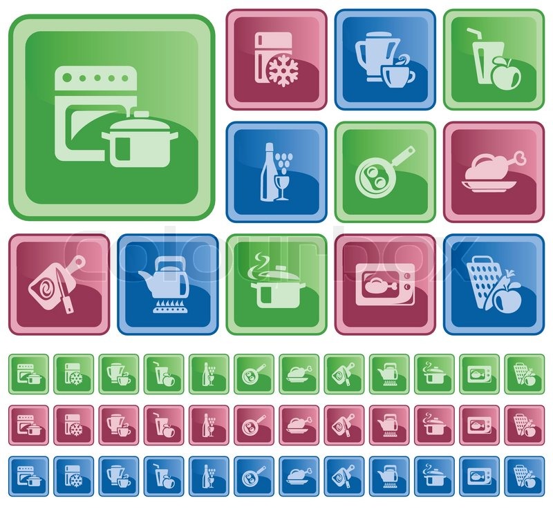Kitchen and cooking button set | Stock vector | Colourbox