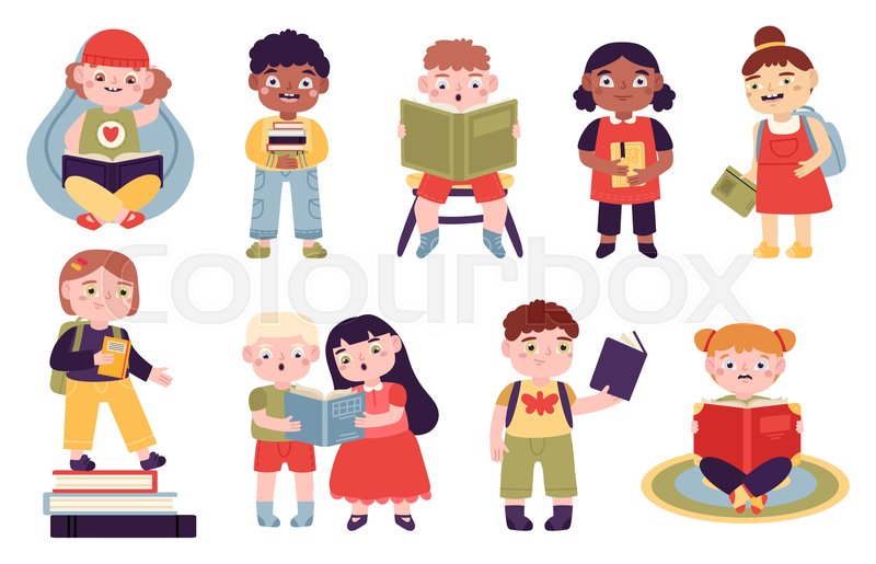 Kids Reading Vector