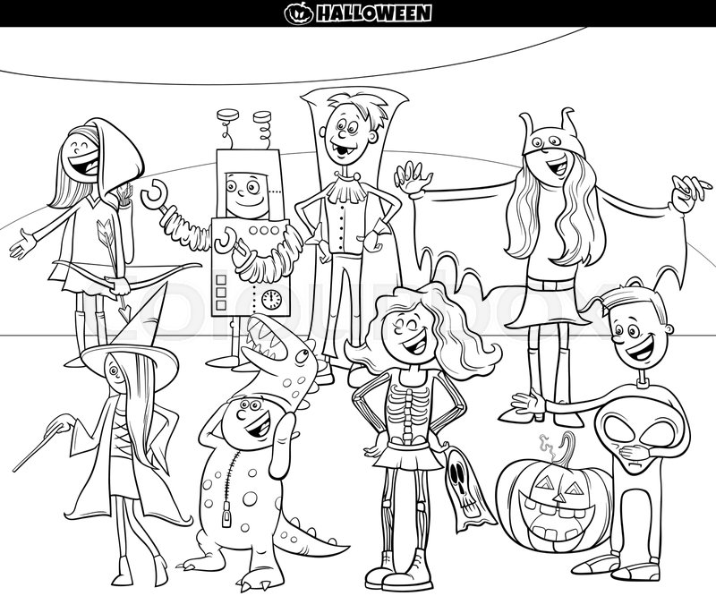 Cartoon Halloween Characters Coloring Pages