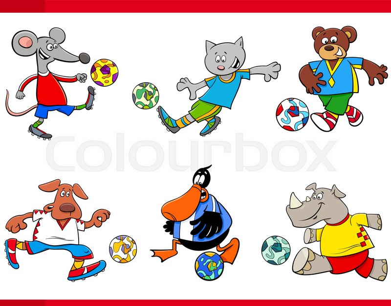 Cartoon Characters Playing Football