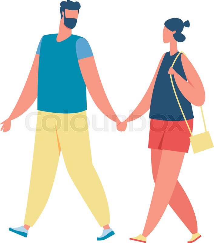 Two People Walking Together Clipart