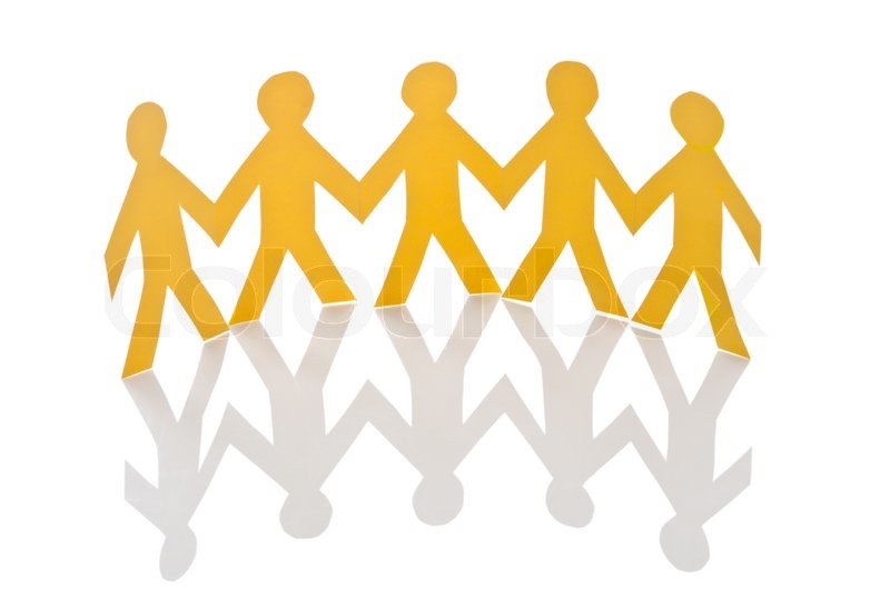 Teamwork concept with paper cut people | Stock image | Colourbox