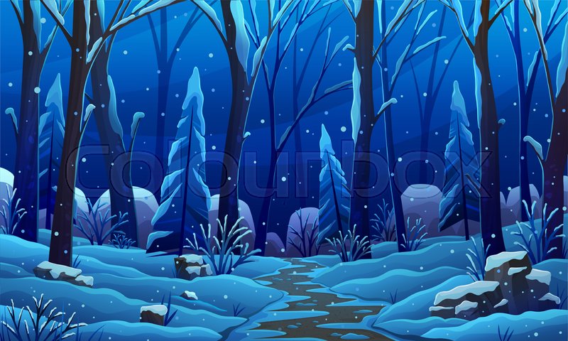Winter Forest At Night