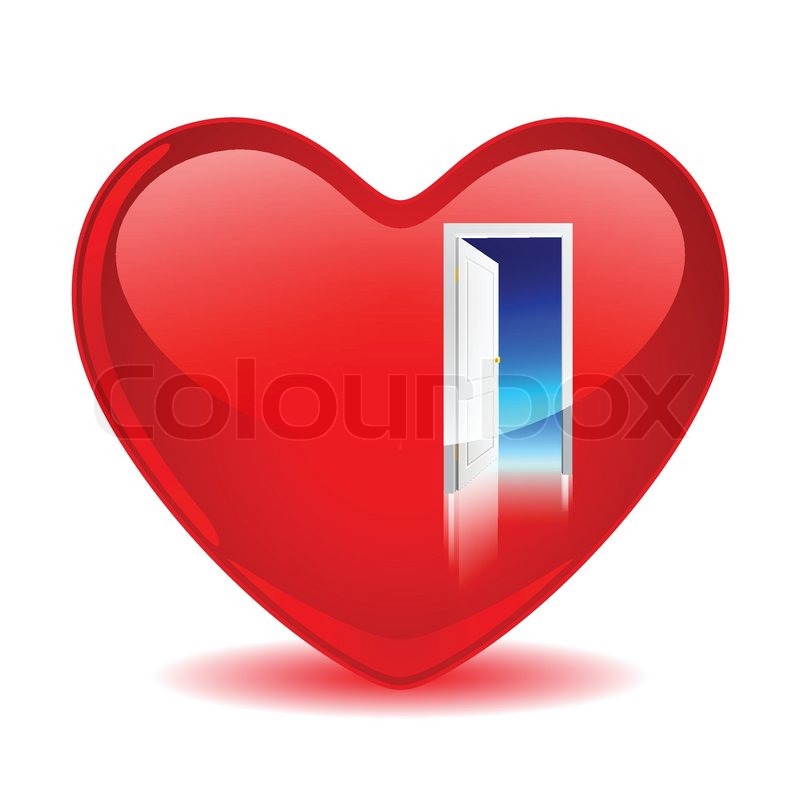 Red heart with an open door | Stock vector | Colourbox