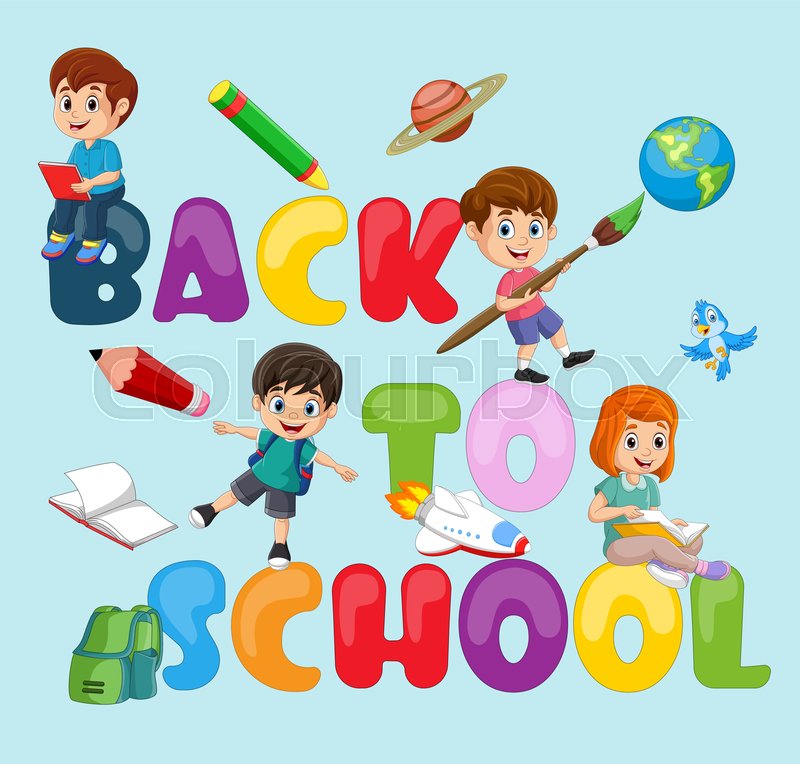 Happy Children In School Clipart